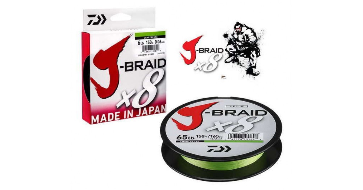 daiwa j-braid x8 150m. chartreuse | monofilaments and braided lines braided
