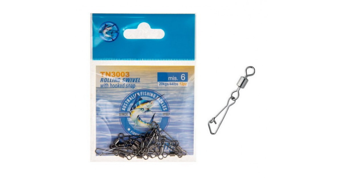 Offerta australian fishing tackles rolling swivel with hooked snap tn3003 | accessori girelle e ...