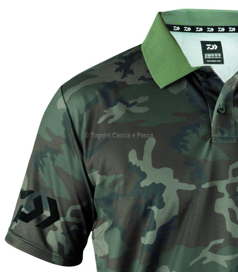 Offerta daiwa polo shirt 51019 green camo | abbigliamento maglie ...